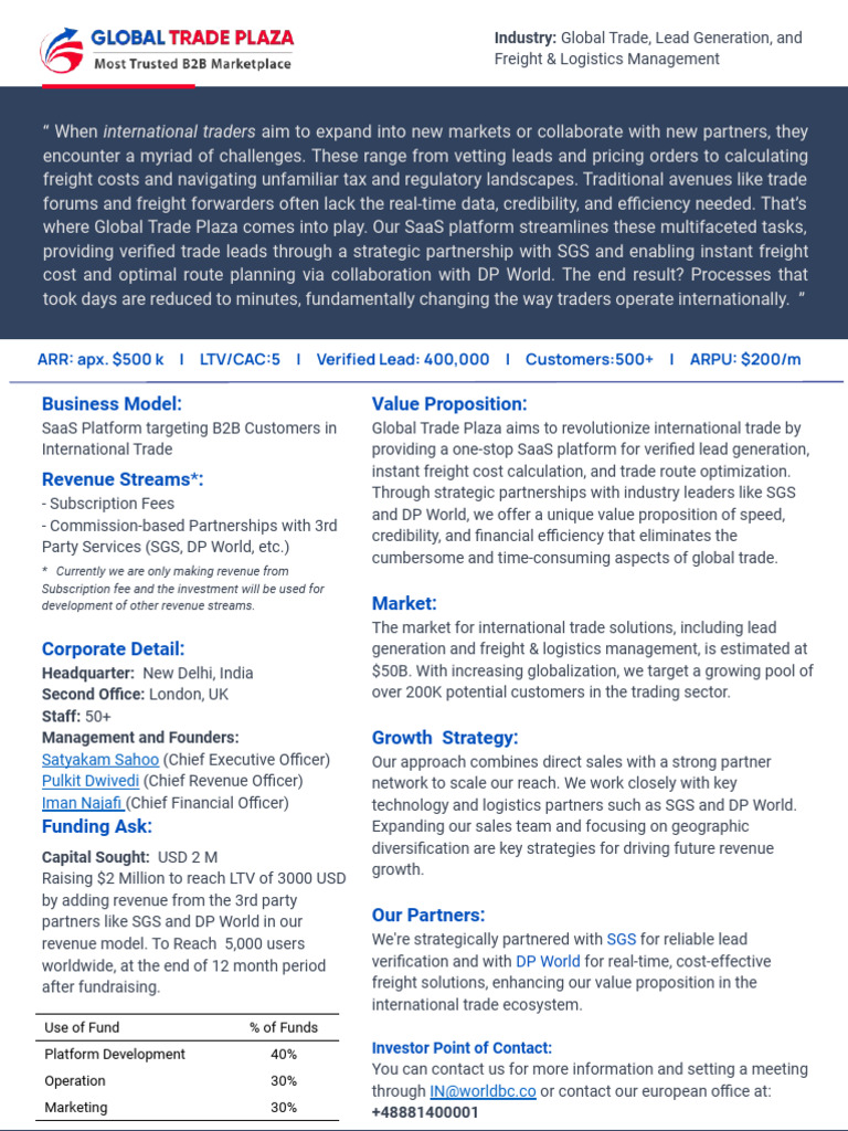 GTP Platform Teaser_23_Sep | PDF | Logistics | Software As A Service