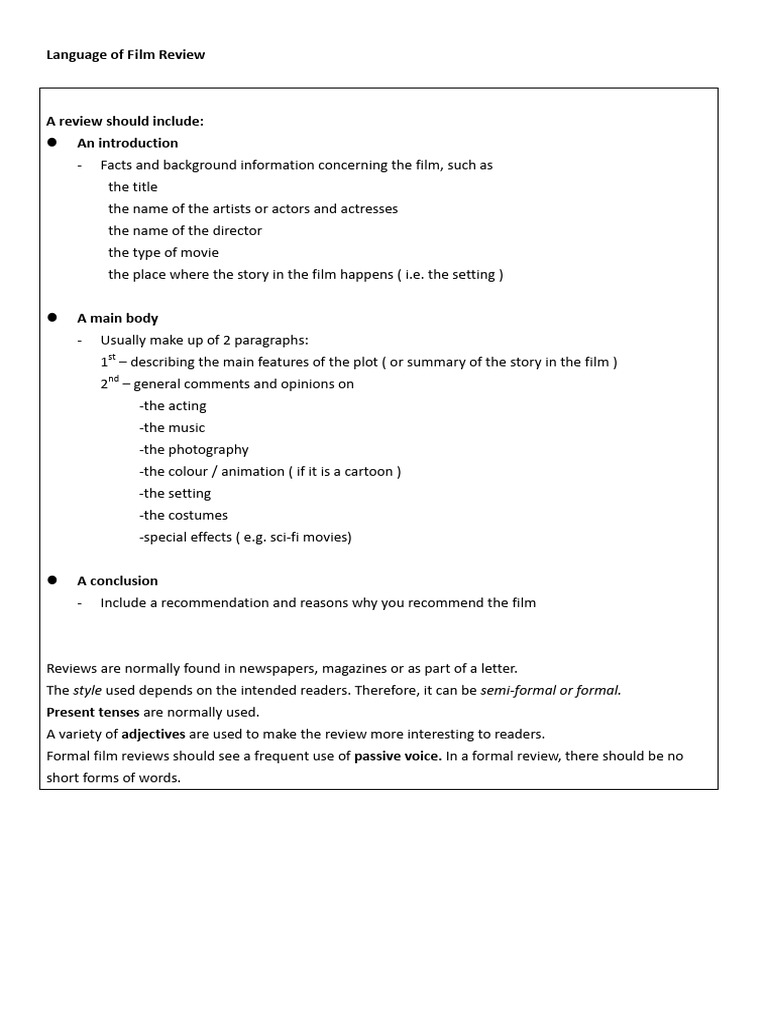 Microsoft Word - Language of Film Review | PDF | Leisure