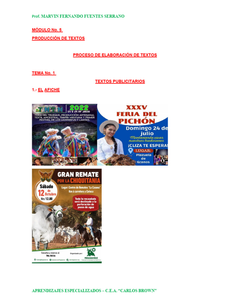 Tema No. 1 Textos Publicitarios | PDF | Póster