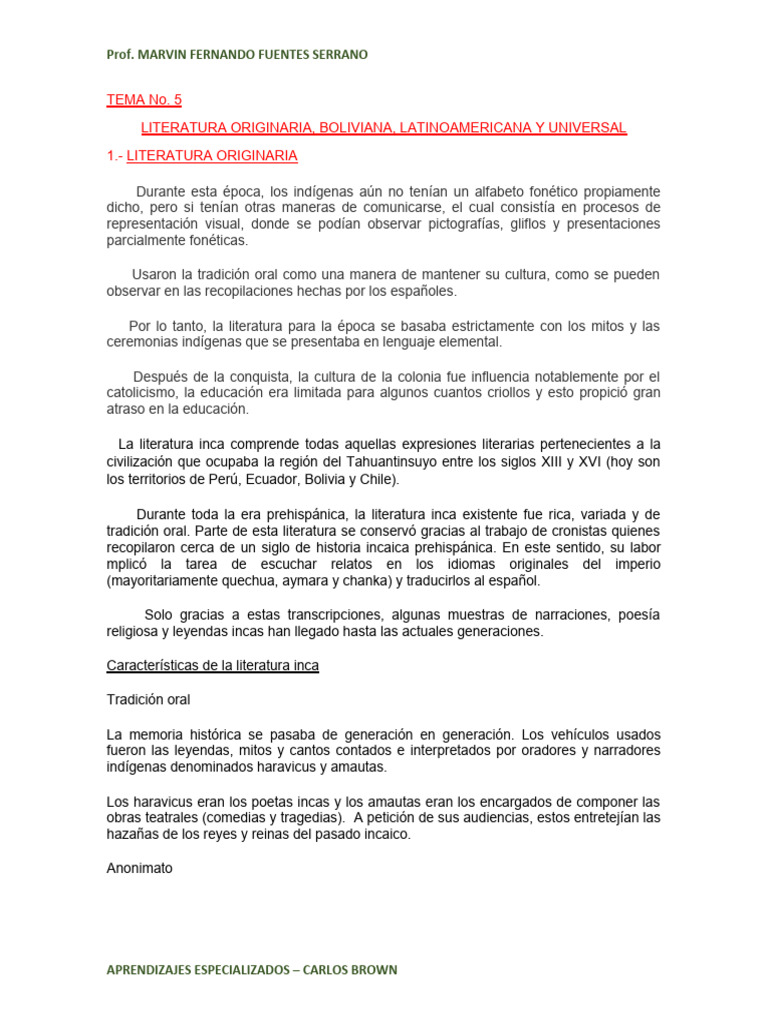 TEMA No. 5 LITERATURA | PDF