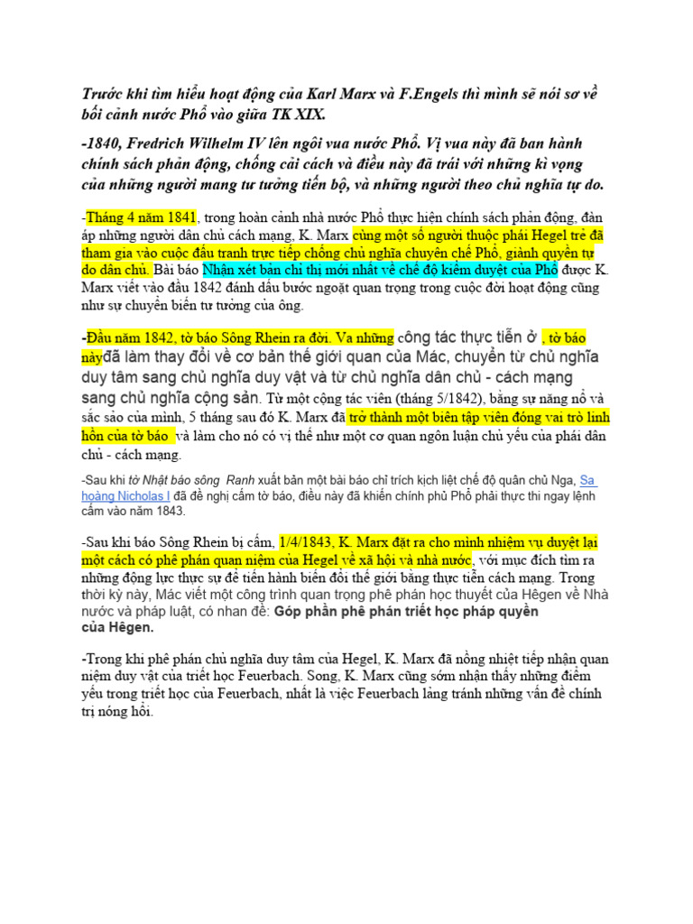 Slide hoạt động của Karl Marx và Angels | PDF