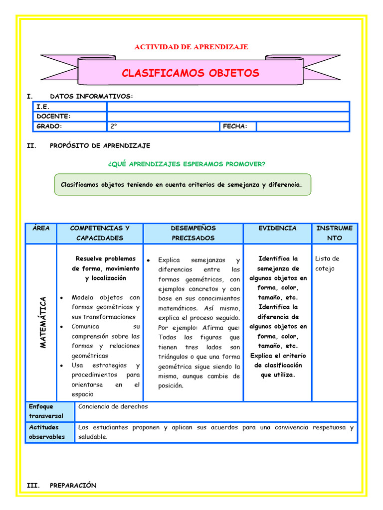 Clasificación de Objetos por Características | PDF | Evaluación ...