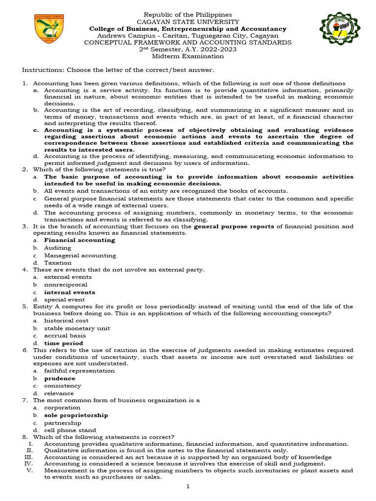 CFAS - Midterm Exam | PDF
