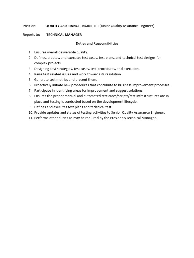 Job Description - QA | PDF