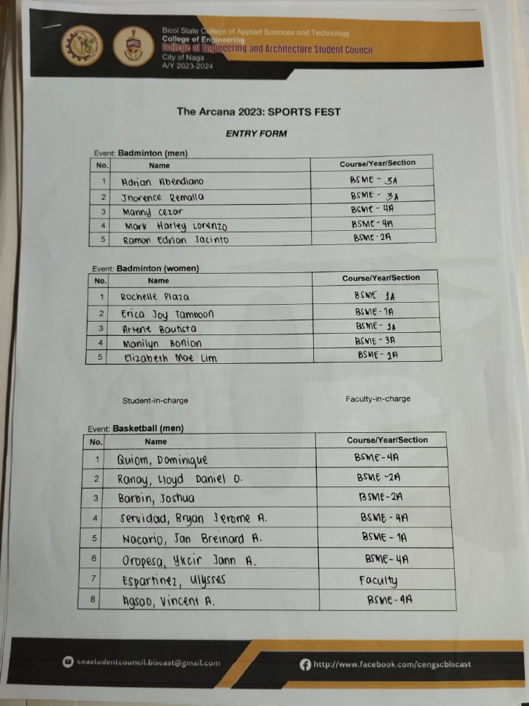 Bsme Entry Form | PDF