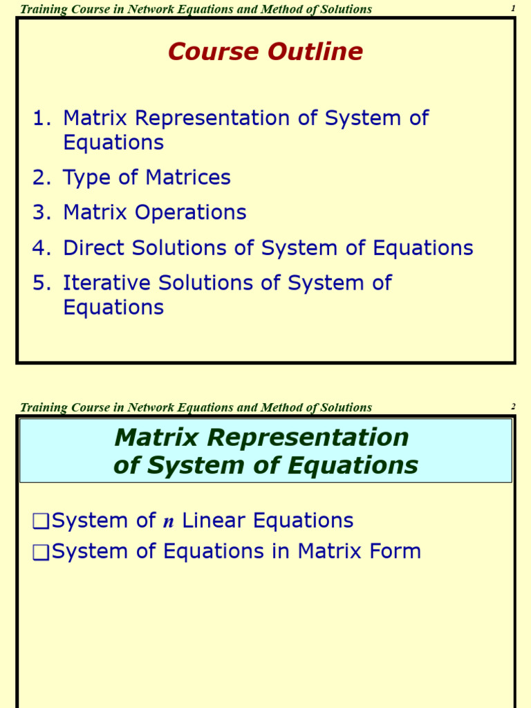 Fundamental Principles Methods NETWORK EQUATION | PDF | Matrix (Mathematics) | System Of Linear ...