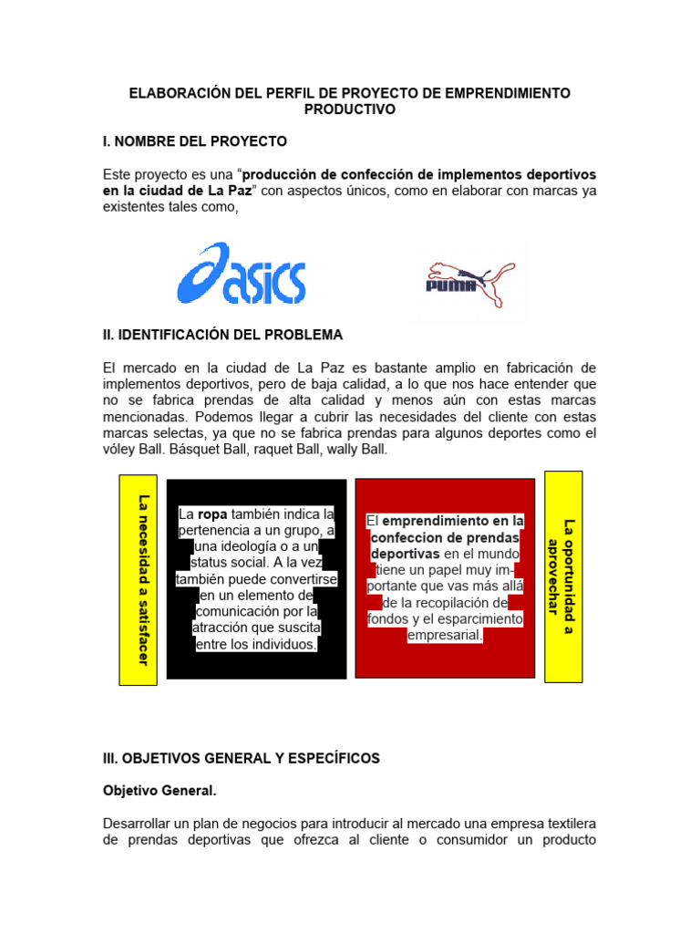 Elaboración Del Perfil de Proyecto de Emprendimien | PDF