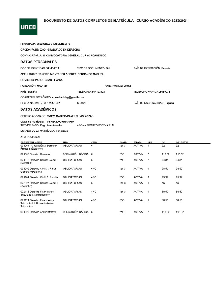 In For Me Documento Matric Ula Eee S | PDF