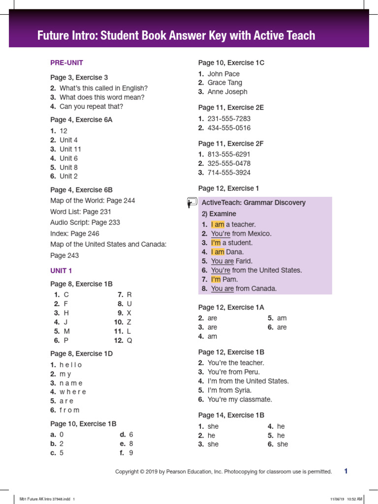 Future Answer Key | PDF