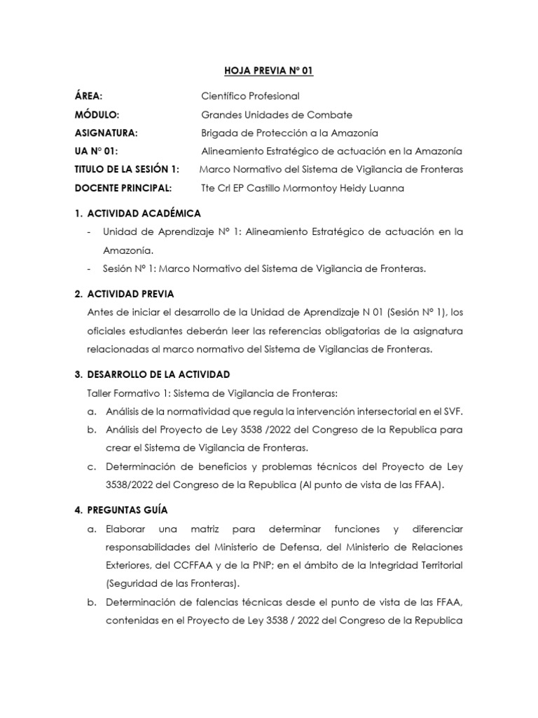 Hoja Previa #01 | PDF