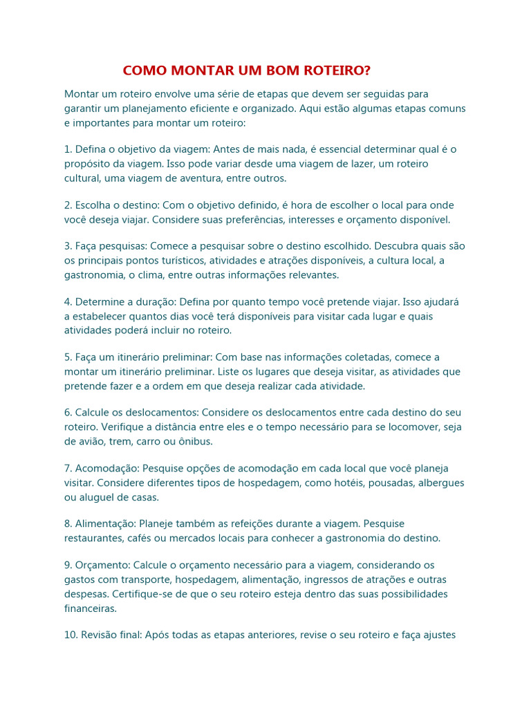 Roteiro 1 | PDF