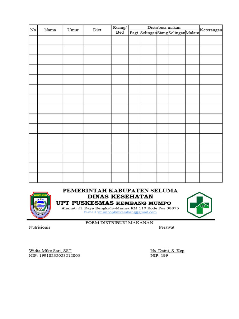 Form Distribusi Makan Fix | PDF | Kesehatan Holistik