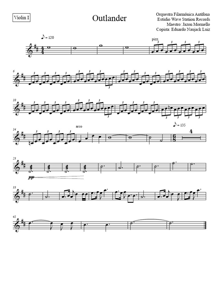 Outlander - Violin I | PDF