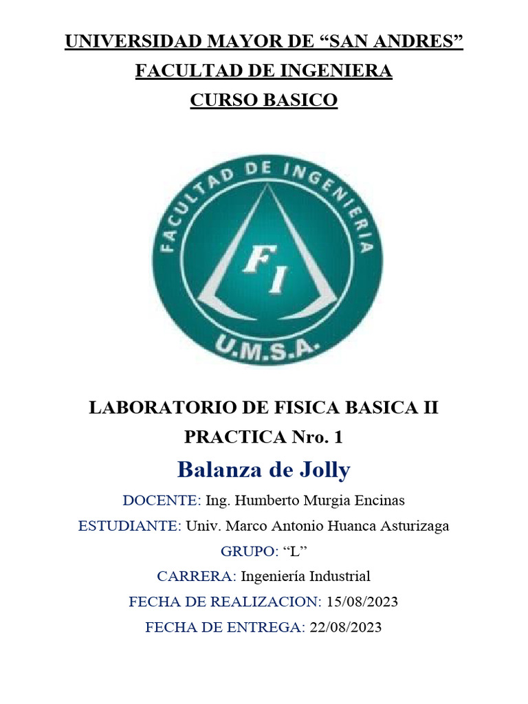 Informe Balanza de Jolly Fis-102 | PDF