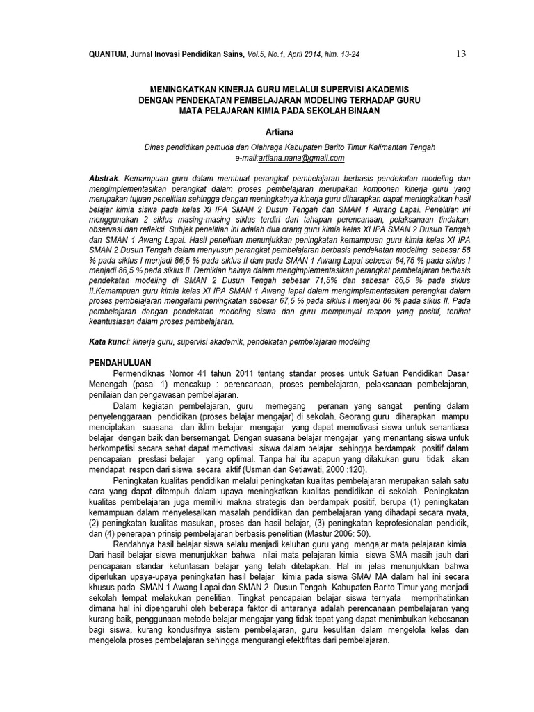 Supervisi Akademis untuk Kinerja Guru Kimia | PDF