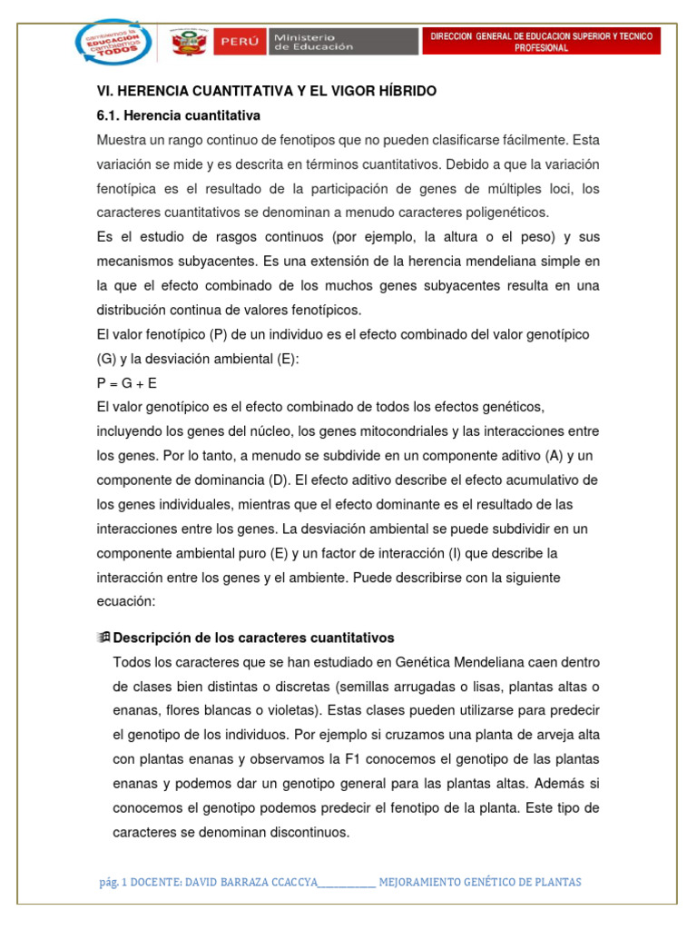 Vigor Híbrido en Mejoramiento Genético | PDF | Herencia | Genotipo