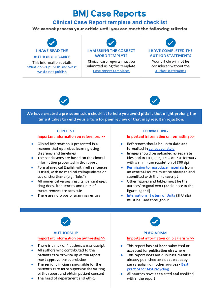 Clinical Case Report Template 2023 Word | PDF
