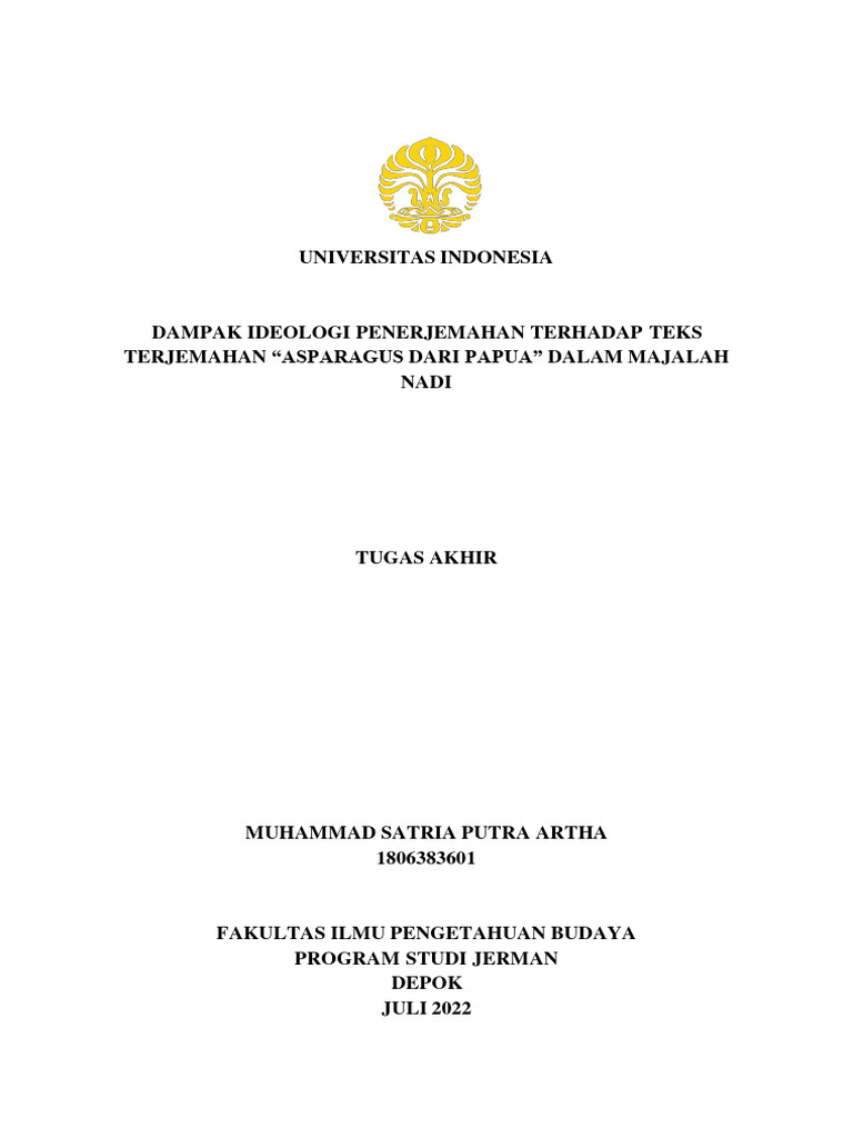 Muhammad Satria Putra Artha-Makalah Non-Seminar-FIB UI - 2022 | PDF | Seni