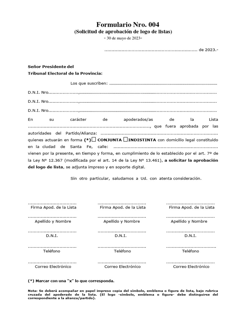 4 Formulario 004 2023 | PDF | Gobierno | Justicia