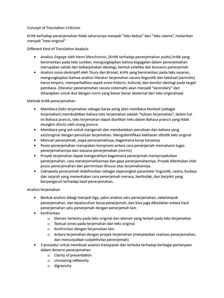 Coret Coretan Teori Penerjemahan Week 6 | PDF