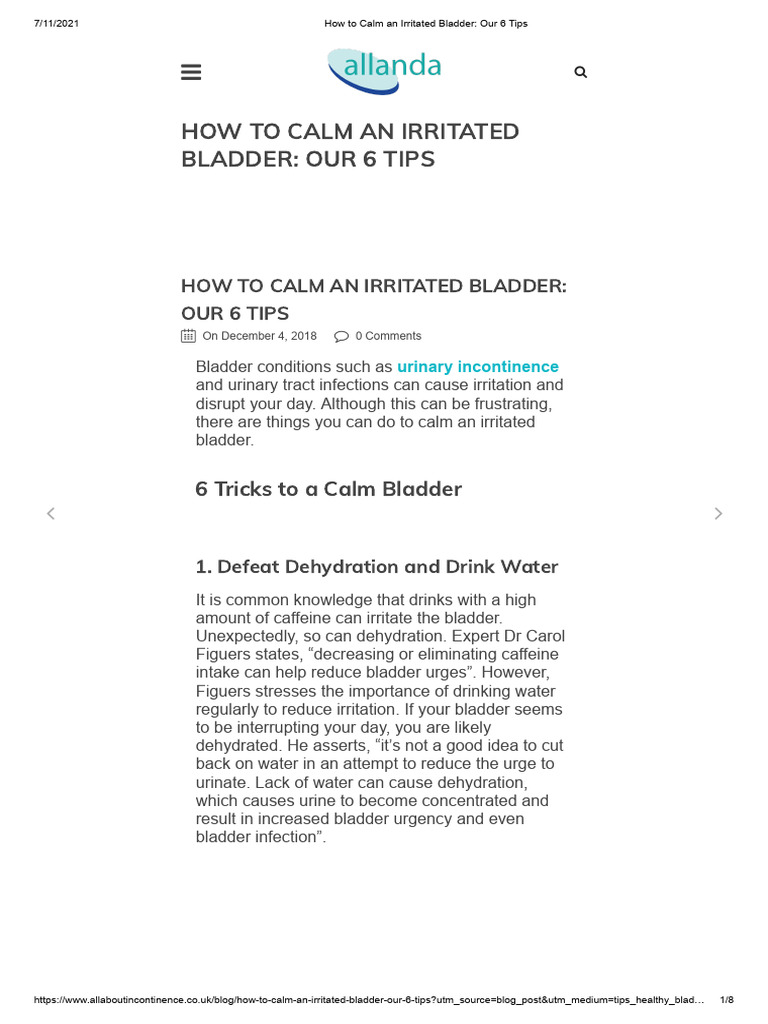 How To Calm An Irritated Bladder - Our 6 Tips | PDF | Self-Improvement ...