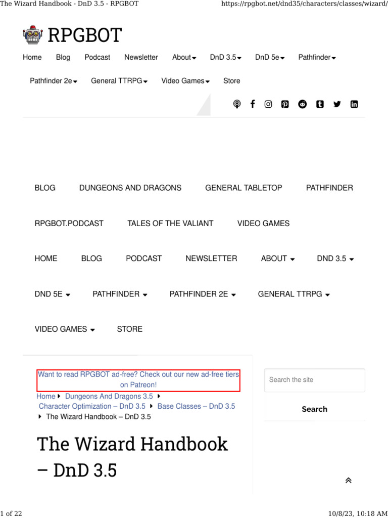 Wizard Handbook for DnD 3.5 | PDF