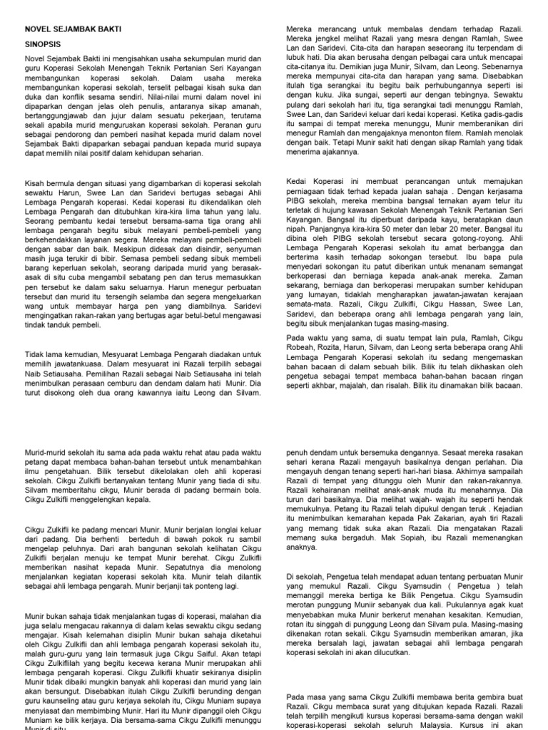 T1 Nota Novel Sejambak Bakti | PDF