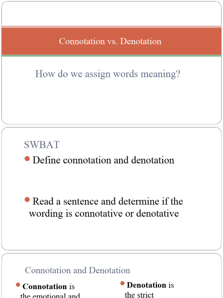 Connotation Versus Denotation | PDF | Snake | Connotation