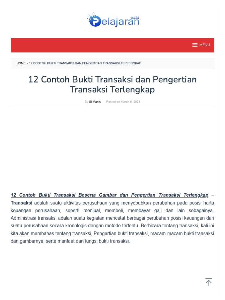 12 Contoh Bukti Transaksi Lengkap | PDF