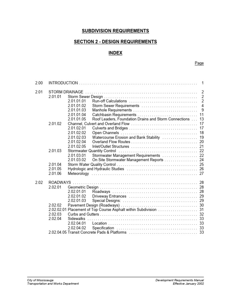 Mississauga Development Requirements Manual | PDF | Storm Drain | Sanitary Sewer
