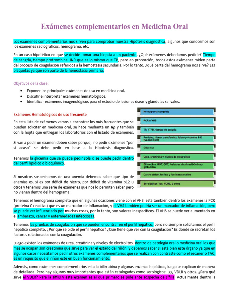 ExÃ¡menes Complementarios | PDF | Anemia | Vitamina D