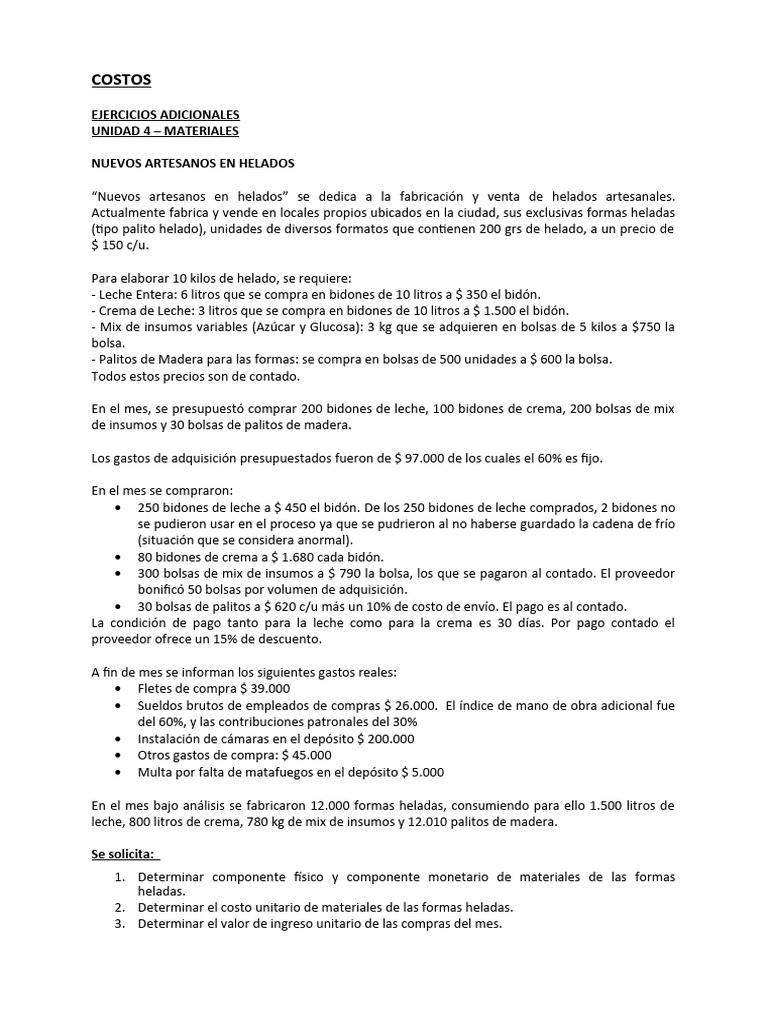 Ejercicios Materiales | PDF