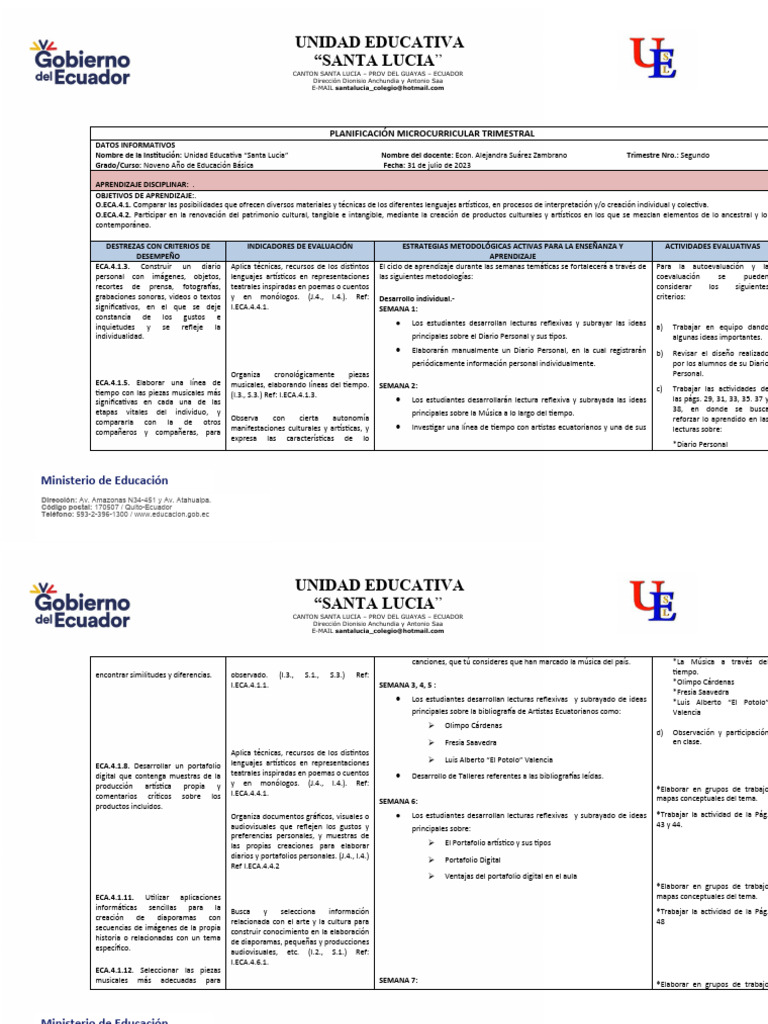 Plan - SEGUNDO TRIM - ECA | PDF