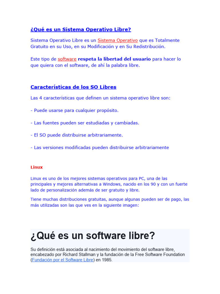 Qué Es Un Sistema Operativo Libre | PDF | Software libre | Ñu