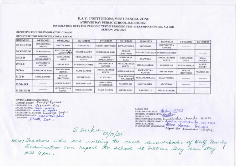 Invigilation Duty Pdf