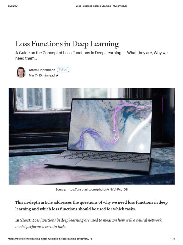 Loss Functions in Deep Learning - MLearning - Ai | PDF