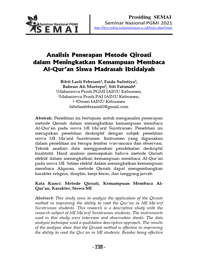 Analisis Penerapan Metode Qiroati | PDF