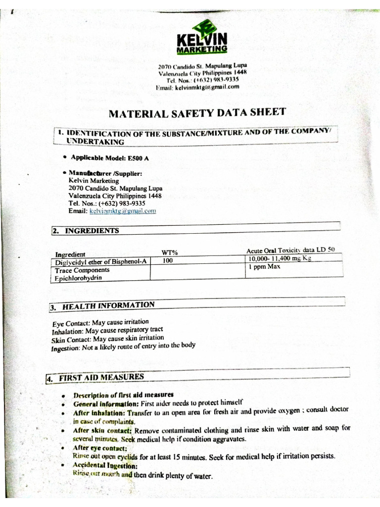Kelvin Epoxy SDS | PDF