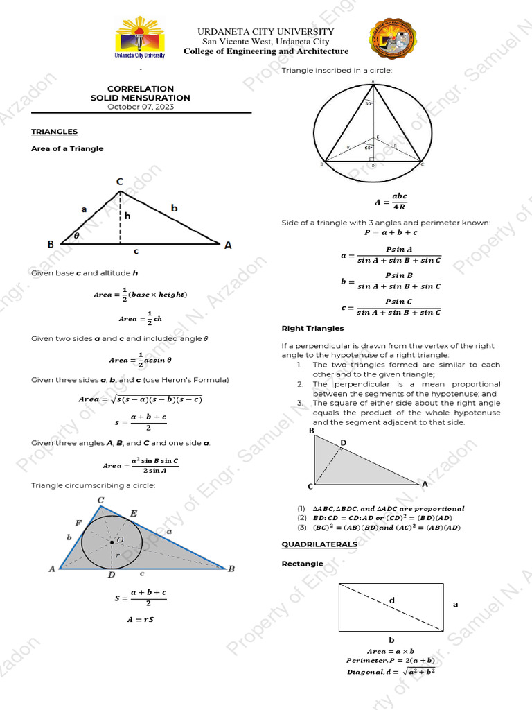 Solid Mensuration 10072023 | PDF | Circle | Polygon