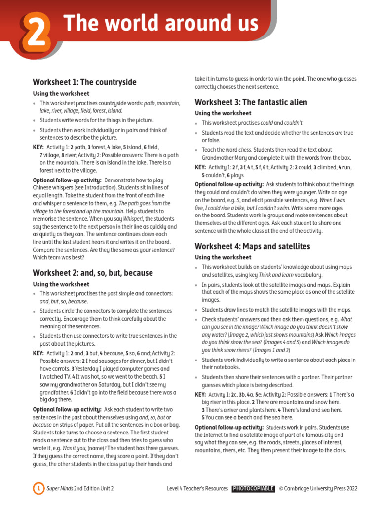 SM2ed Teacher's Resources Worksheet C L4 U2 | PDF