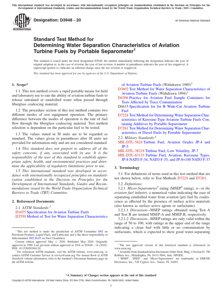 ASTM D3948 Standard Test Method For Determining Water Separation ...