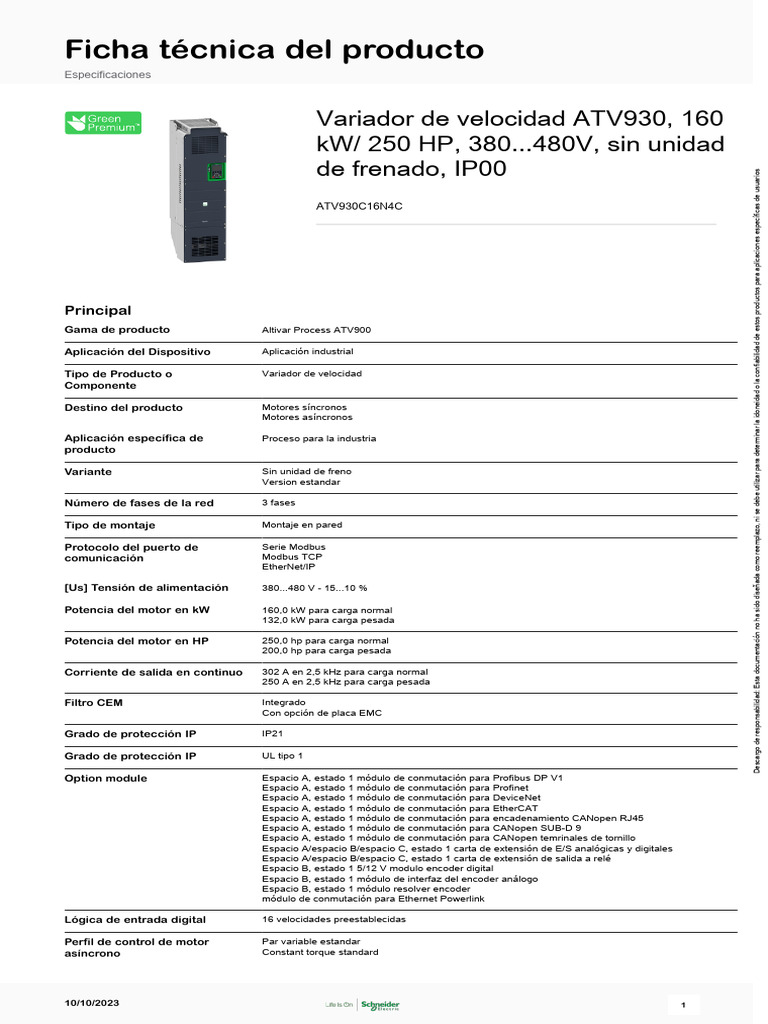 Altivar Process ATV900 - ATV930C16N4C | PDF