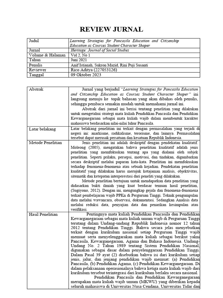 Review Jurnal PKN | PDF