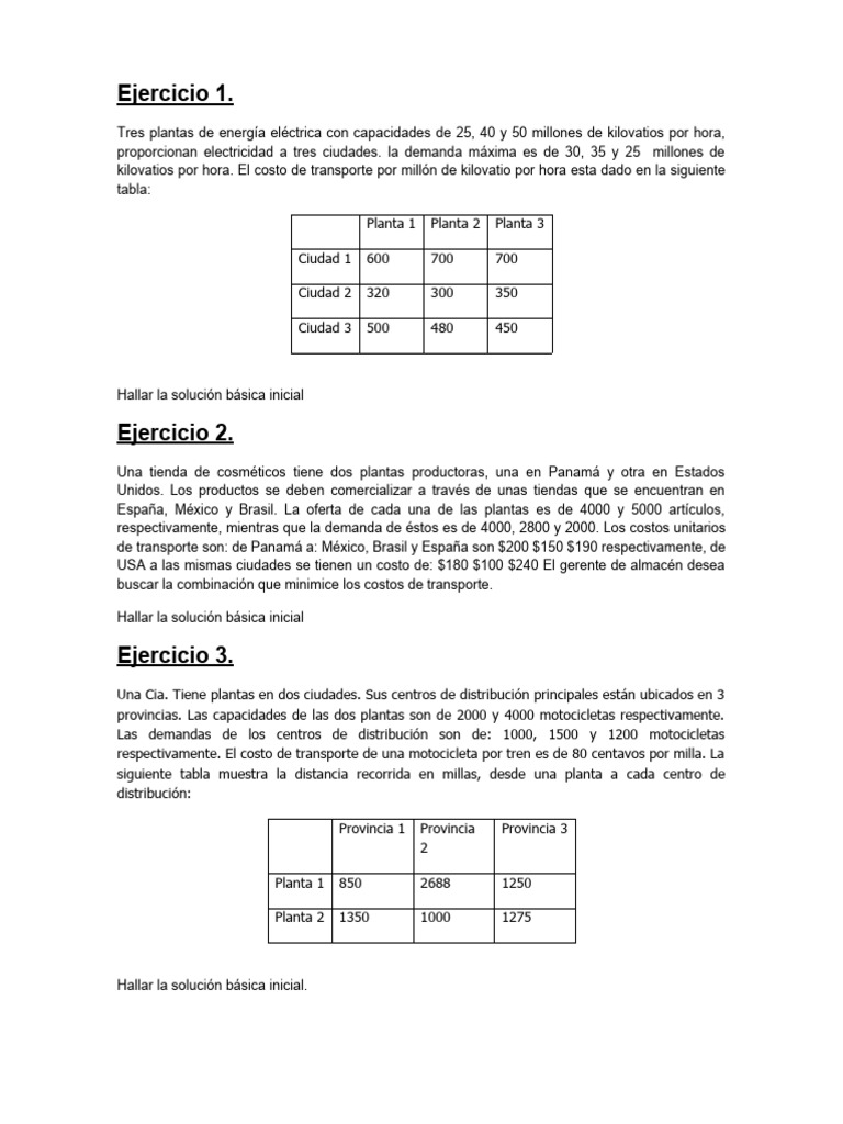 1 - Ejercicios de Transporte | PDF