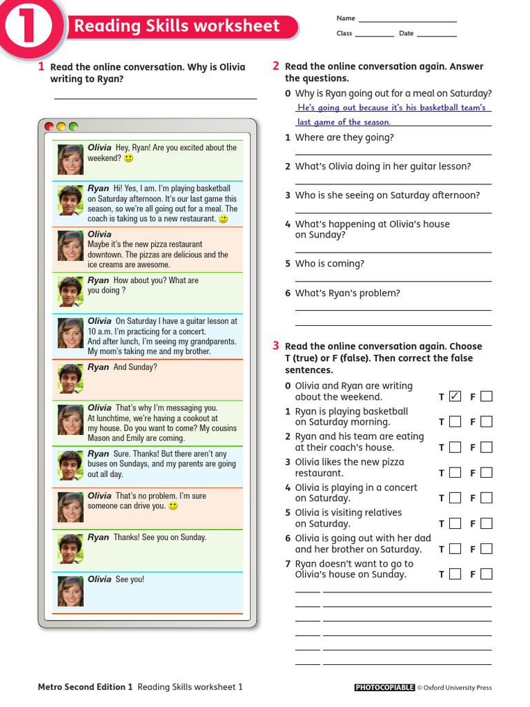 Metro2e L1 Reading Worksheets 1 8 | PDF Metro2e L1 Reading Worksheets 1 8 | PDF