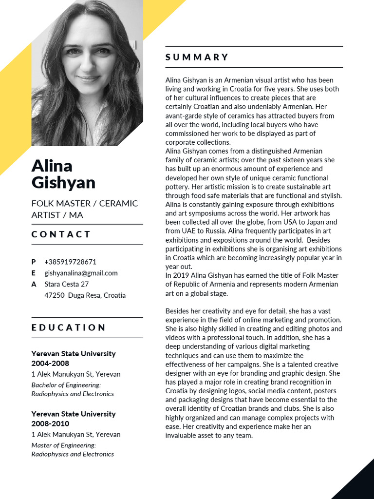 Alina Gishyan Short CV | PDF