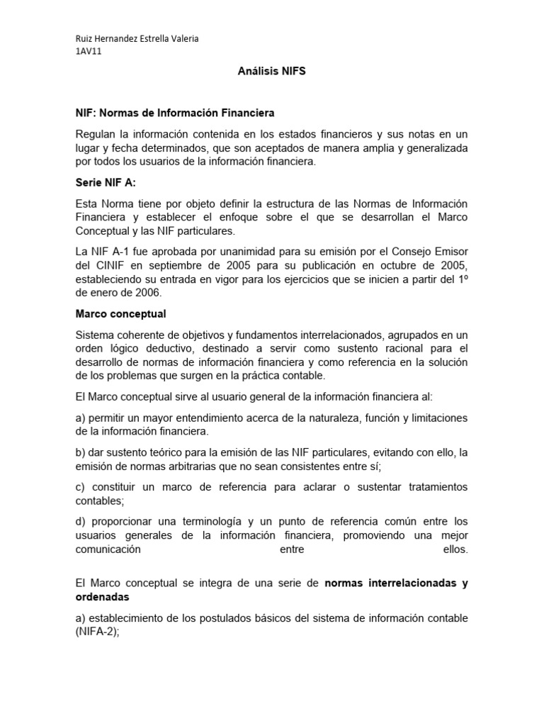 Análisis NIFS | PDF | Contabilidad | Estado financiero Análisis NIFS | PDF | Contabilidad | Estado financiero