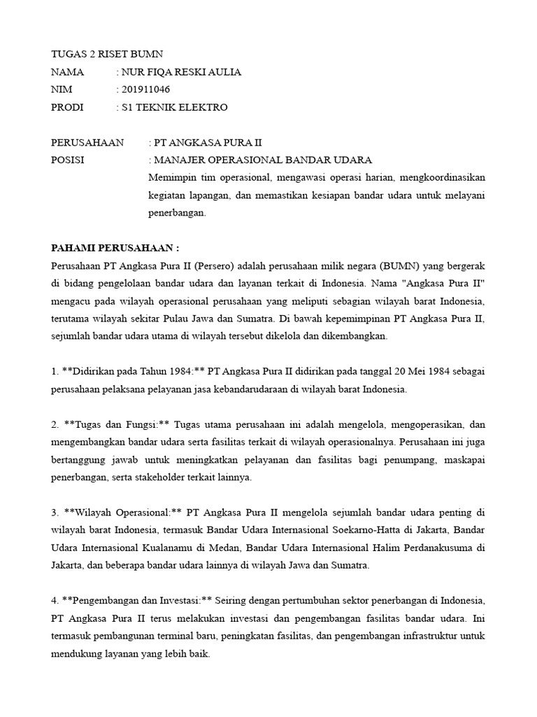 Tugas 2 Riset Bumn - Nur Fiqa Reski Aulia | PDF