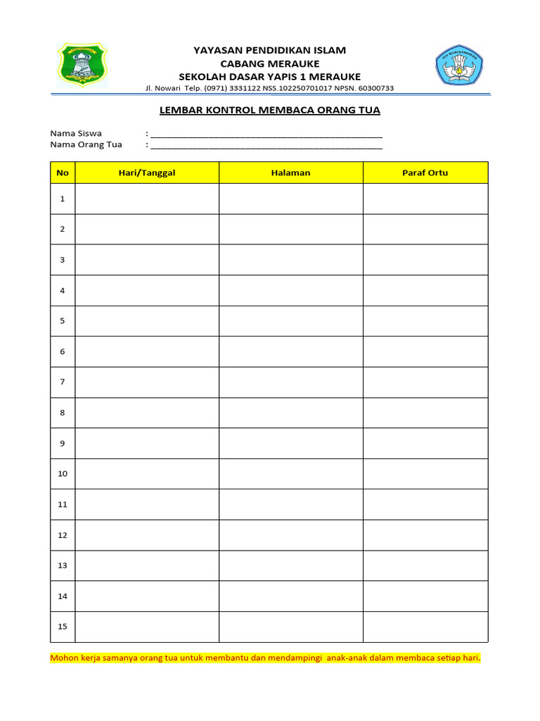 Lembar Kontrol Membaca | PDF