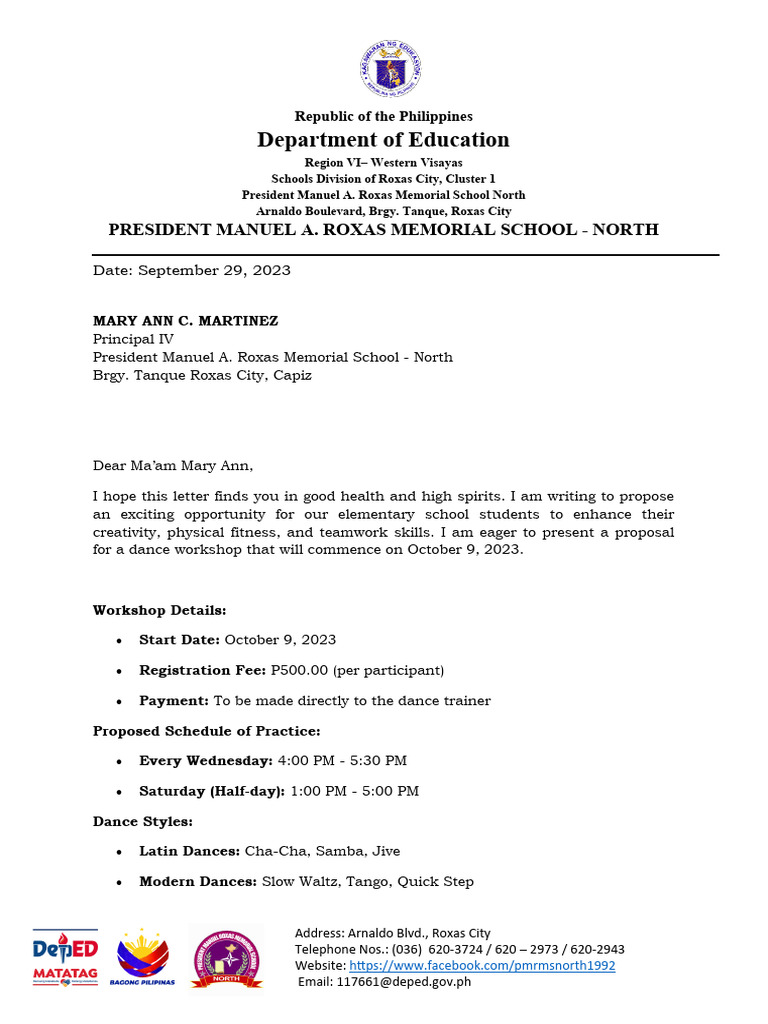 Dance Workshop Proposal for Students | PDF